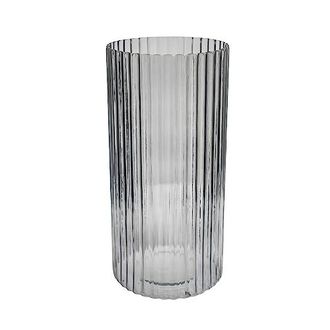 Ivyline Daphne Vase, transparent, gerippt, wasserdicht und nachhaltig, Premium-Qualit&auml;t, schmale Vase f&uuml;r Schnittblumen, 23 x 15 cm (H x T)