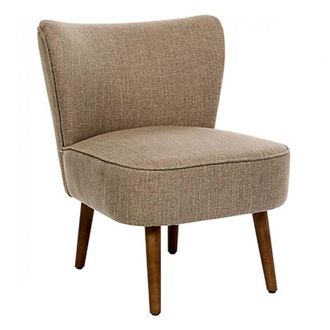 PEGANE Fauteuil de salon crapaud scandinave avec pieds en bois, coloris beige - Longueur 57 x Profondeur 69 x Hauteur 72,5 cm