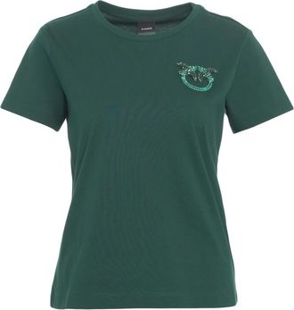 Pinko Pinko, Femme, Tops, Vert, Taille: 38 FR T-shirt vert Love Swallows