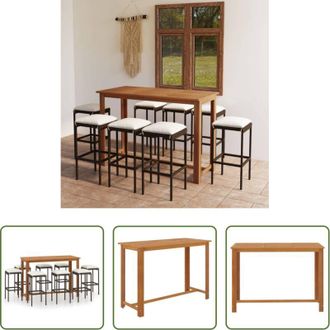vidaXL vidaXL Gartenbarset - 9-tlg. Gartenbar-Set mit Kissen Braun