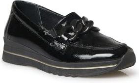 Pediconfort Mocassins en Cuir cha&icirc;nette Fantaisie - Femme - Taille : 41 - Couleur : Vernis Noir