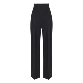 Elisabetta Franchi Pantalon ample en gabardine - Femme - Pantalons - Noir - Taille: 42 FR