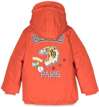 Kenzo Hooded Polyamide Down Jacket - Orange