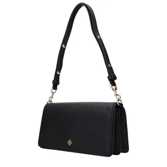 Tory Burch Logo-Plaque Leather Shoulder Bag - Black