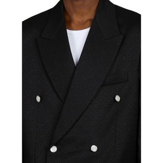 Casablanca Blazer double-boutonnage &agrave; monogramme en laine vierge m&eacute;lang&eacute;e