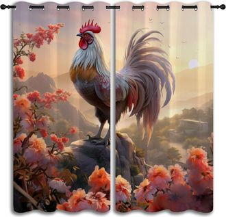 Generic Verdunkelungsvorhang 3D Tierhuhn 150 (B) X 166 (H) cm Blickdichte Gardinen -Lichtundurchlässige Vorhänge Mit Ösen Für Schlafzimmer Kinderzimmer Geräus