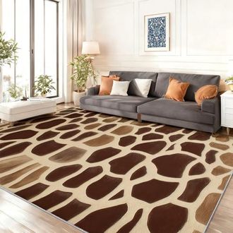 Generic Tapis de Salon 140 x 200 cm, Brun Tapis Lavable &agrave; Poils Courts antid&eacute;rapant Doux, Motif Abstrait Luxe Imprim&eacute;s Animaliers, pour Chambre denfant Bureau