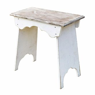 Loberon Hocker Fria, Handgefertigt & Reizend Verziert, Vintage-Flair, Romantik-Look, Feines Antik-Finish, auch als Beistelltisch Nutzbar, Sitzm&ouml;bel, Tannenhol