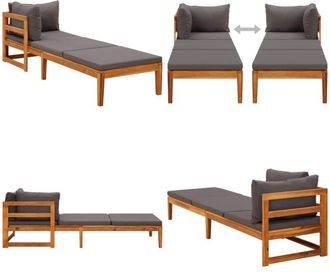 vidaXL Vidaxl - Sonnenliege mit 1 Armlehne Dunkelgrau Massivholz Akazie - Holz-Sonnenliege - Gartenliege - Akasienholzm&ouml;bel - Outdoor Liege - Lounge Chair