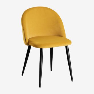 Sklum Esszimmerstuhl aus Samt Kana Schwarz Senf