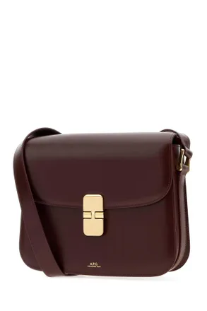 A.P.C. Womens Grape Leather Grace Crossbody Bag Vino Vache Borse A Tracolla