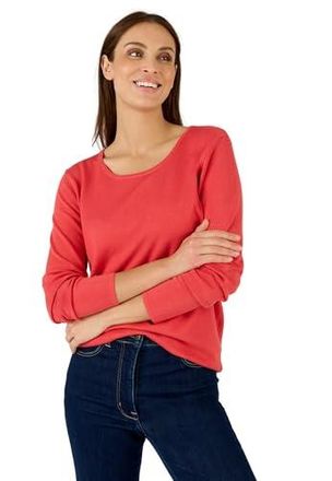 Damart Pull Maille Fine Uni Ou Imprim&eacute;, Femme, Col Rond, Rouge, 46/48