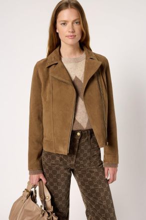 Gerard Darel Veste en cuir velours - NELLY - Camel