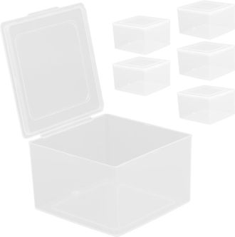 Amosfun Organizer-Box aus Kunststoff, transparent, klein, 6 St&uuml;ck, mit Scharnierdeckel, Mini-Beh&auml;lter f&uuml;r Schmuck, Handwerk, Hardware, 8 x 8 x 5 cm