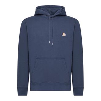 Maison Kitsun&eacute; Blaues Sweatshirt mit Kapuze und Logo - - Sweatshirts & Hoodies - Herren - Blau - XL