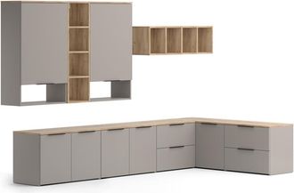 Vicco Wohnwand Wido, Greige, 9 Teile