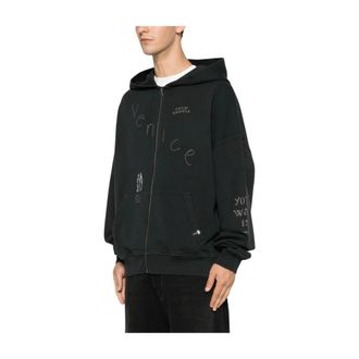 Palm Angels Rei&szlig;verschluss-Sweatshirt - - Sweatshirts & Hoodies - Herren - Schwarzk - L