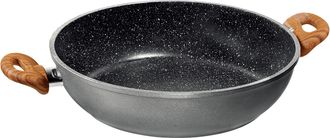 STONELINE Made in Germany Servierpfanne 28 cm Antihaft Pfanne Hoher Rand zum fettfrei Braten, Antihaftbeschichtet mit echten Steinpartikeln, Induktionspfanne fü