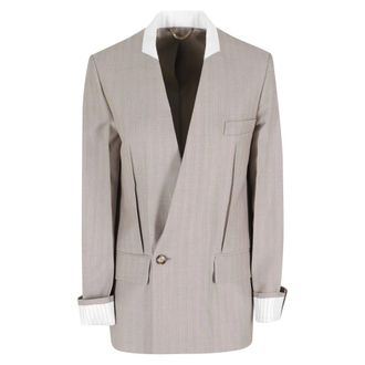 Victoria Beckham Femme, Vestes, Gris, Taille: 44 FR V-Neck Blazer