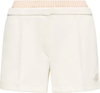 Moncler Moncler Short En Coton M&eacute;lang&eacute; Effet Superpos&eacute; &Agrave; Motif Vichy, Femme, Blanc, Taille: Xl