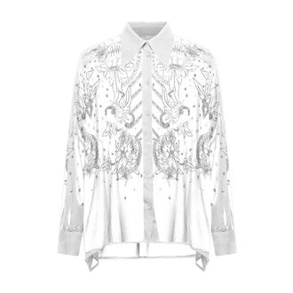 John Richmond Oversized Hemd mit gestickten- leuchtenden Details - - Blouses & Shirts - Damen - Wei&szlig; - L