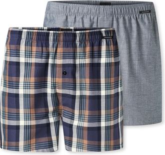 Schiesser Herren 2 Pack Boxershorts Baumwolle Web Multipack - Webboxer, Sortiert 4_183215, 10