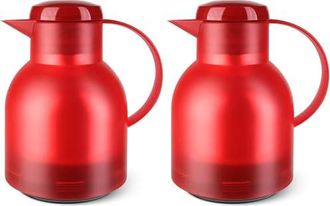 Emsa Isolierkanne Samba, 1 Liter, Made in Germany, 12h hei&szlig;, 24h kalt, leichte Bedienung, Thermoskanne, Isolierkanne f&uuml;r Kaffee oder Tee, Rot, 504232 (Pack