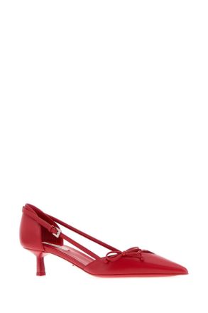 Prada Womens Red Leather Pumps Rosso Scarpe Con Tacco High Heel Shoes
