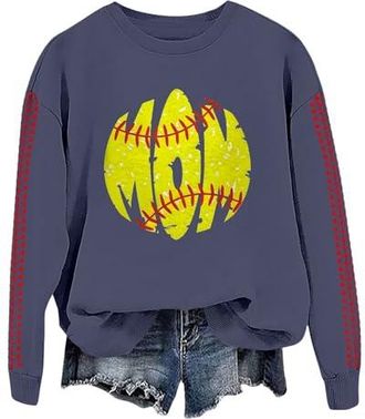 Generic Pull pour femme - Imprim&eacute; graphique britannique - Haut surdimensionn&eacute; &agrave; col rond - Manches longues - Automne - Hiver - D&eacute;contract&eacute; - Confortable - Ten