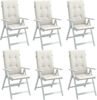vidaXL Coussins de chaise &agrave; dossier haut lot de 6 cr&egrave;me m&eacute;lang&eacute; tissu - Vidaxl