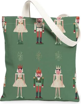 Generic Sacs fourre-tout en toile motif casse-noisette, sacs d&eacute;picerie r&eacute;utilisables, vintage, l&eacute;gers et lavables, vert, 13x15 Inch
