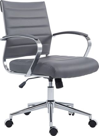 Clp Drehstuhl Oakland I Chefsessel Mit Stufenloser Sitzh&ouml;henverstellung I B&uuml;rosessel Mit Leichtlaufrollen, Farbe:grau, Material:Kunstleder