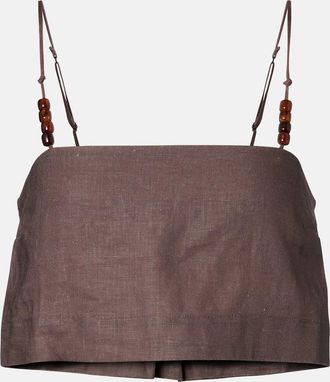 Faithfull The Brand Cropped-Top Chianti aus Leinen