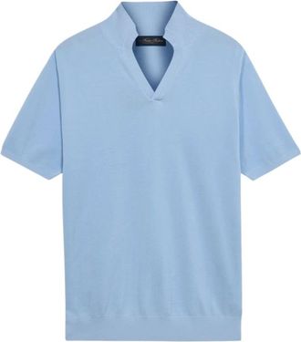 Brooks Brothers Homme, Pulls, Bleu, Taille: L Polo en maille piqu&eacute; &agrave; col ouvert
