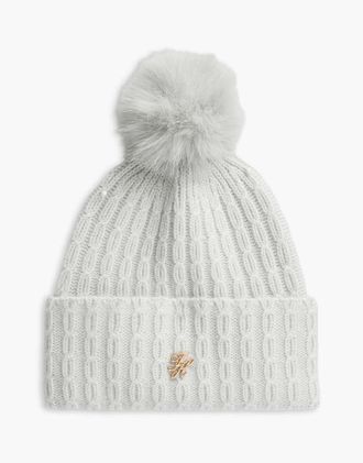 Tommy Hilfiger Bommelm&uuml;tze in Light Cast-Grau