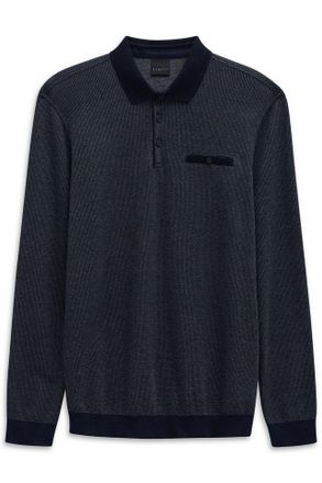 Bugatti Langarm-Poloshirt Modern Fit mit Brusttasche und Knopfleiste