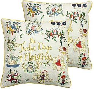 furn. Zwölf Tage Weihnachten Polyester gefüllte Kissen (Twin Pack), Multi, 50 x 50cm, 2