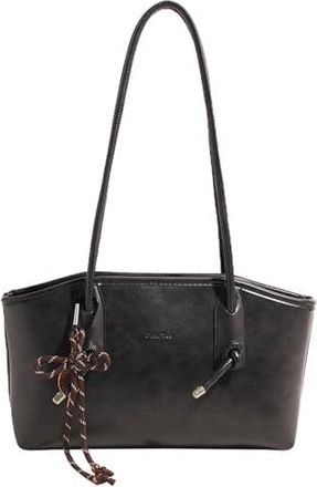 Generic Sac &agrave; bandouli&egrave;re vintage pour femme, sac &agrave; main Hobo en cuir synth&eacute;tique avec joli pendentif, sac &agrave; main dautomne pour un usage quotidien, Noir, one 