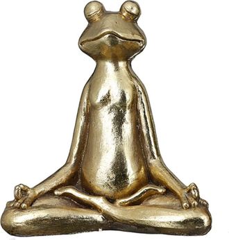Casablanca Skulptur, Figur - Frosch - Yoga - Magnesia - antikfinish - goldfarben - 34x31x16cm