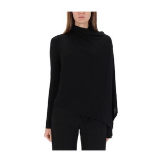 Helmut Lang Femme, Tops, Noir, Taille: 40 FR Long Sleeve Scarf Detail Top