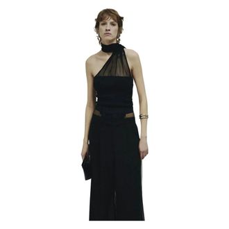 Erika Cavallini Semi Couture Femme, Blouses et Chemises, Noir, Taille: 38 FR Haut en viscose &eacute;lastiqu&eacute;e