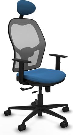 Piqueras y Crespo B&uuml;rostuhl mit 1D-Armen, h&ouml;henverstellbare Lendenwirbelst&uuml;tze und festes Kopfteil, ausgestattet mit Syncro/Traslack und injiziertem Schaumstoff, Grau/H