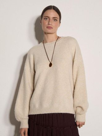 Apricot Rundhalspullover Weicher Pullover mit Schleife am R&uuml;cken in Oversize