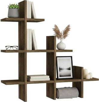 Dmora Caelum, Regal, Wandregal, Mehrzweckregal, 82 x 18 x 80 cm, Walnuss