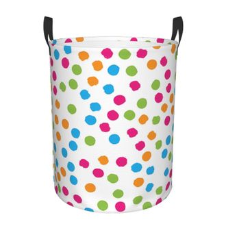 Generic Bunte Punkte W&auml;schesammler Rund Aufbewahrungskorb Stehender W&auml;scheeimer F&uuml;r Waschk&uuml;che W&auml;schesack W&auml;schekammer
