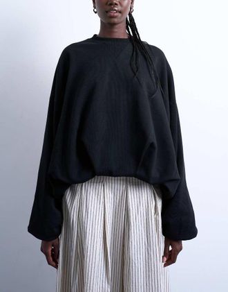 Topshop Sweat &agrave; ourlet boule - Noir