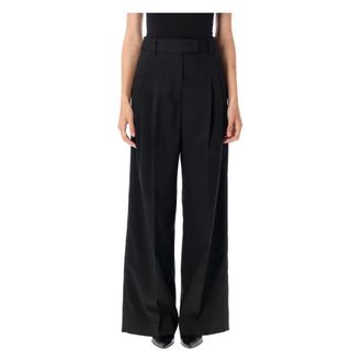 By Malene Birger Schwarze High-Waist Hose Scharfe Falten - - Trousers - Damen - Schwarzk - XS
