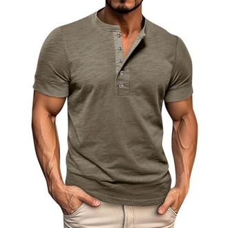 Generic T-shirt &agrave; manches courtes pour homme - Printemps - Couleur unie et coutures &agrave; rayures, vert, 3XL