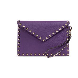 Valentino Garavani Lederclutch mit Nieten - - Bags - Damen - Lila - ONE SIZE