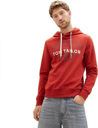 Tom Tailor Herren Basic Hoodie Sweatshirt mit Logo-Print